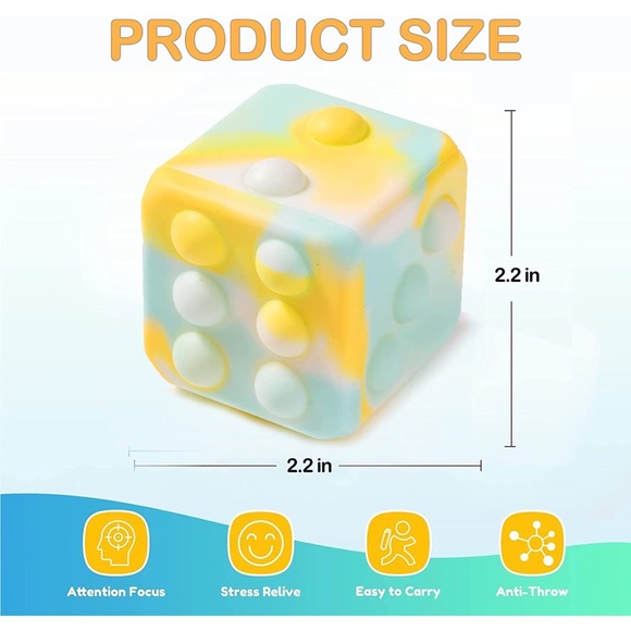 Toys | 3d Pop Soft Silicone Squeeze Sensory Stress Anxiety Relief Dice ...